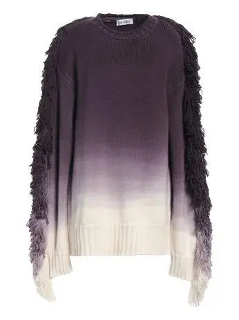 Attico Dark Virgin Wool Sweater With Fringe Detailing - Purple