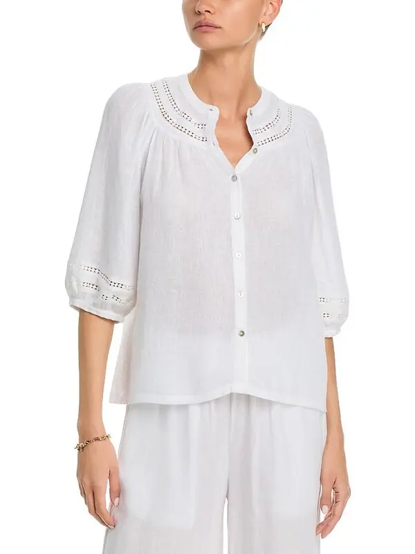 Rails Theia Linen Blend Top - White