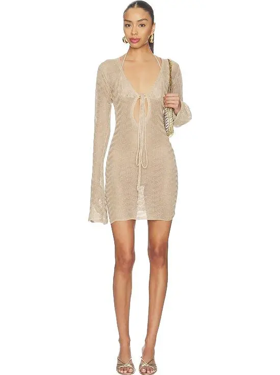 BANANHOT Bia Mini Dress In Metallic Gold - Sand Gold