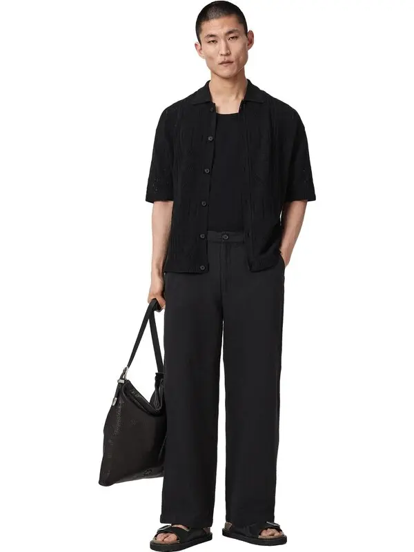 ALLSAINTS Taiko Loose Fit Organic Cotton Pants - Orca Black