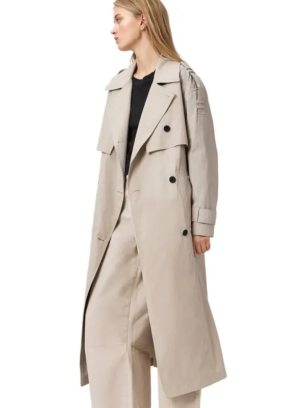 ALLSAINTS Linnie Relaxed Trench Coat - Clay Grey