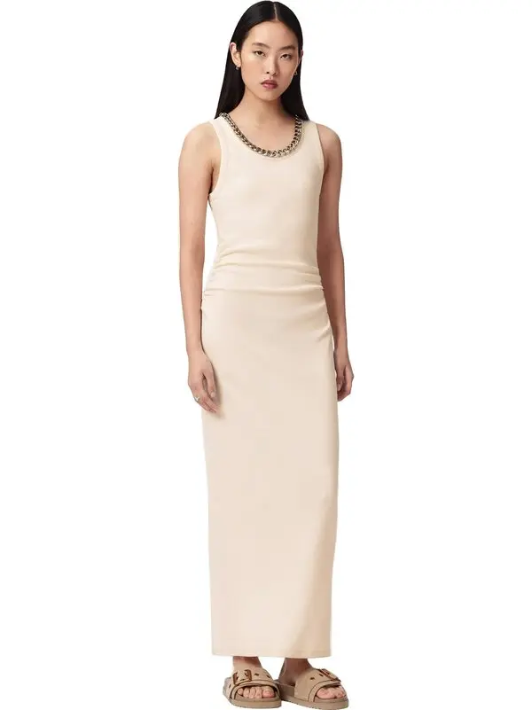 ALLSAINTS Lucy Sleeveless Chain Embellished Maxi Dress - Mallow White