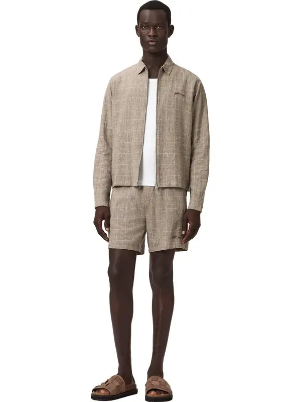 ALLSAINTS Keal Linen Blend Relaxed Fit Shorts - Sediment Brown