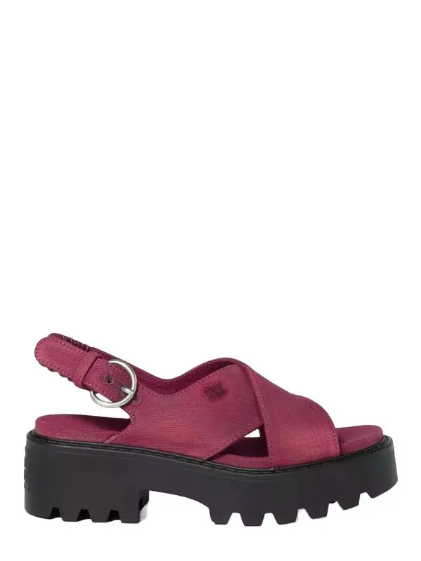 Miu Miu Gabardine Platform Sandals - Red