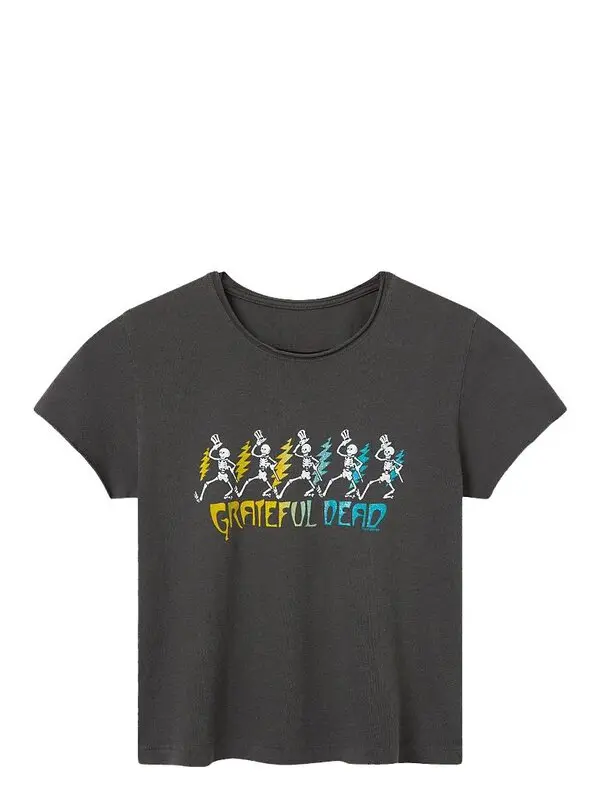 Junk Food Clothing Grateful Dead Dancing Skeletons Vintage Baby Tee - Vintage Black