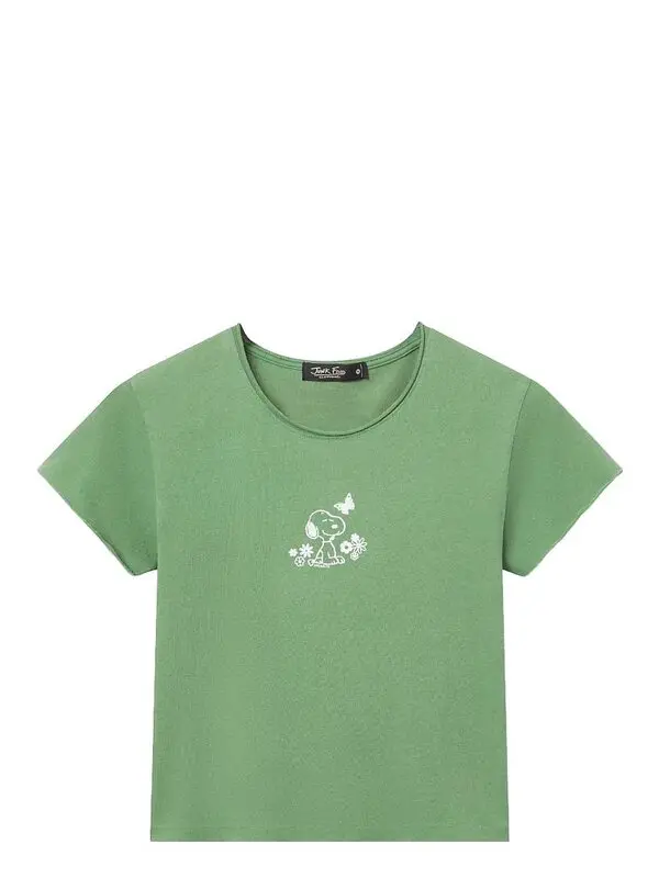 Junk Food Clothing Snoopy Floral Baby Tee - Peridot