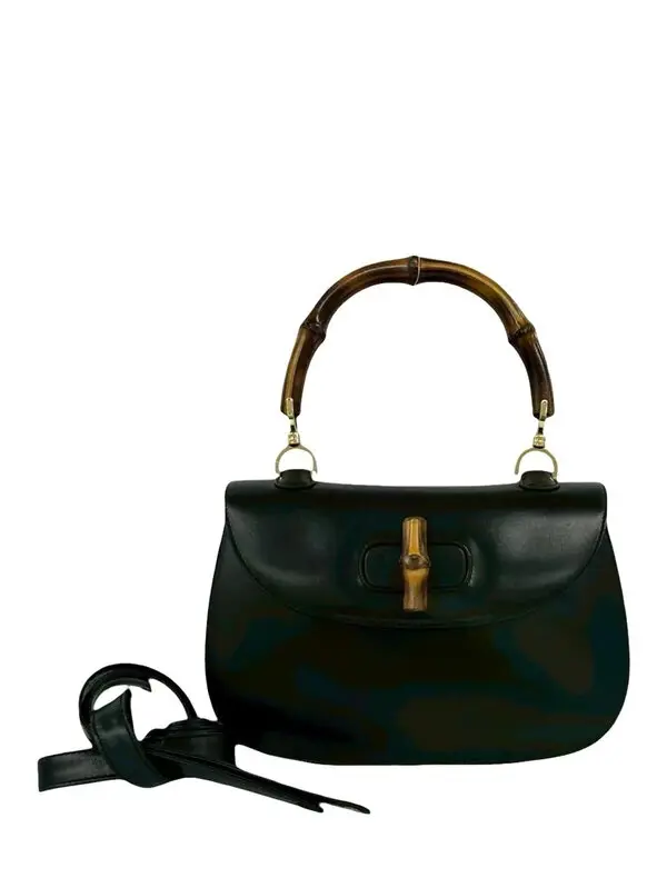 Gucci 20th Century Calfskin Bamboo Satchel - Black