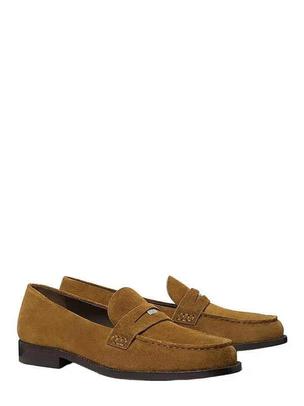 Tory Burch Calf Leather Penny Loafers - Suede Cocoa
