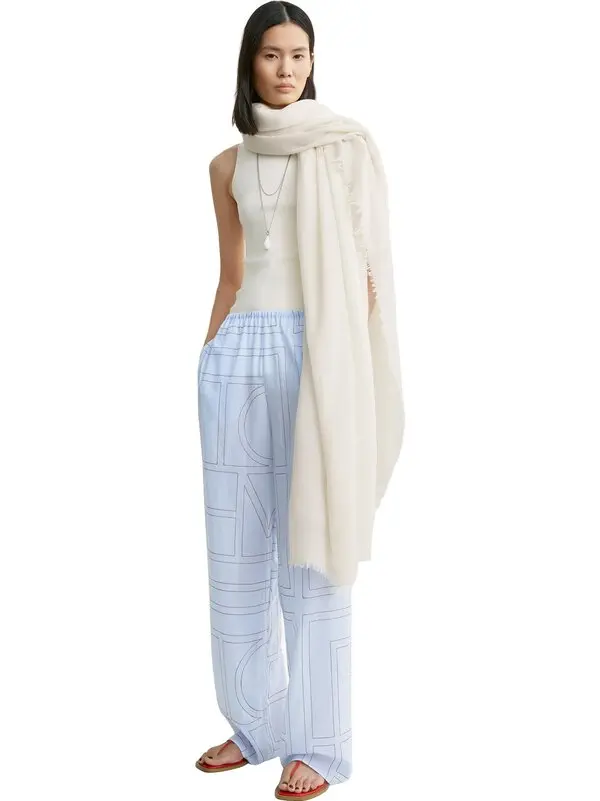 TOTEME Monogram Cotton-blend Pajama Bottoms - Sky