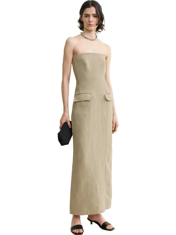 TOTEME Strapless Maxi Dress With Pockets - Beige