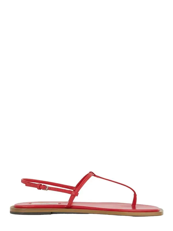 TOTEME T-strap Nappa Sandals - Red,desert