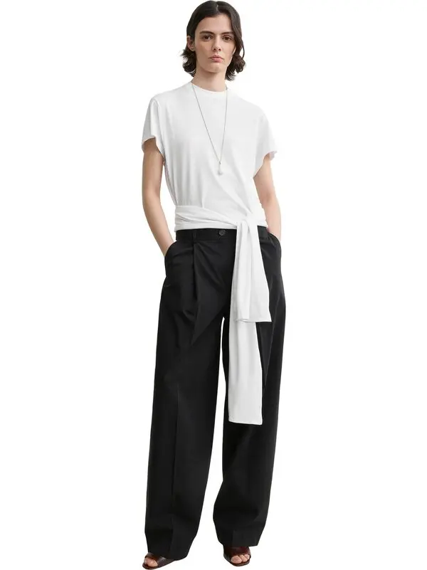 TOTEME Single Pleat Cotton Trousers - Black