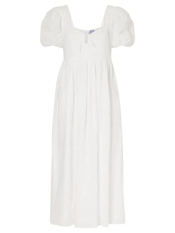 Thierry Colson Calliope Embroidered Cotton Midi Dress - Neutrals