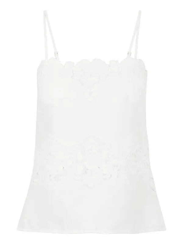 Miguelina Olympia Embroidered Linen And Cotton-blend Camisole - Neutrals