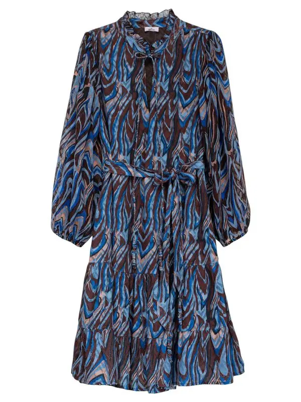 NIZA Printed Dress With V-neckline - Blue