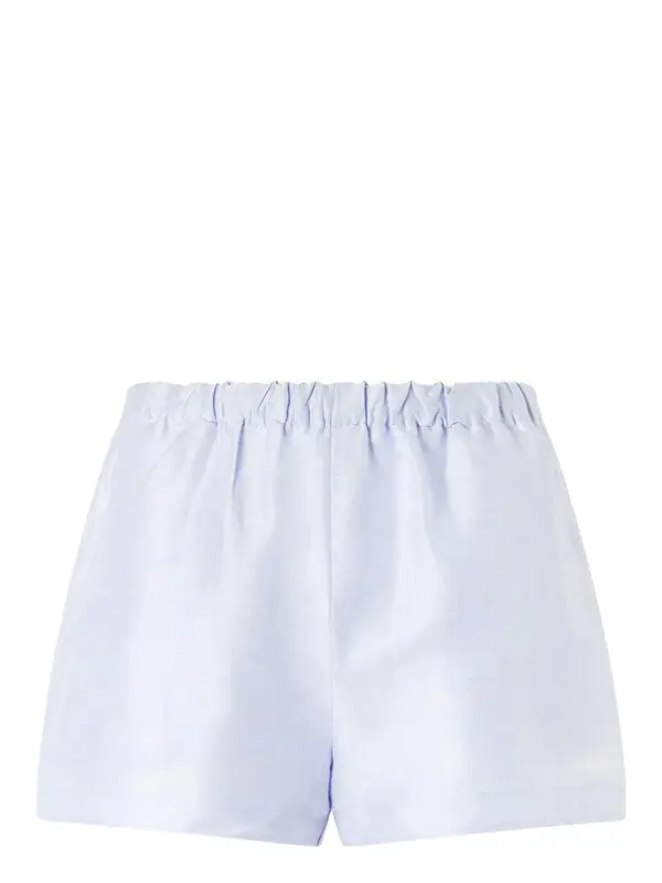 Cult Gaia Mori Linen And Silk-blend Satin Shorts - Blue