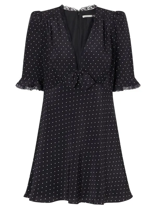 Alessandra Rich Polka Dot Silk Mini Dress - Black
