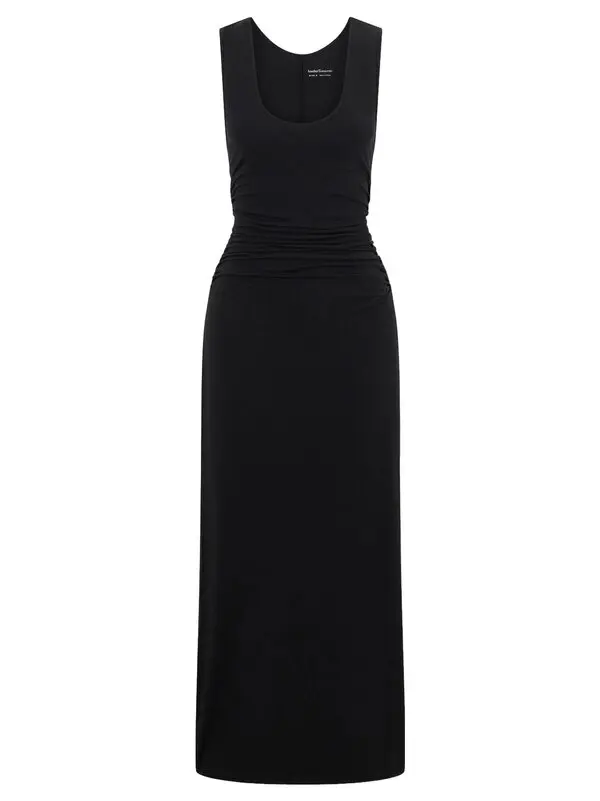 Another Tomorrow Ruched Stretch-jersey Maxi Dress - Black