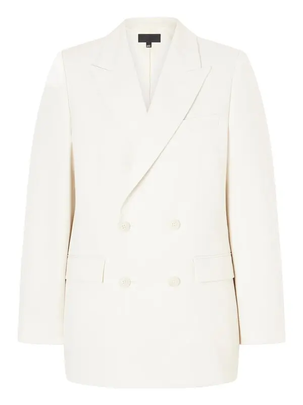 NILI LOTAN Weston Double-breasted Wool-gabardine Blazer - Neutrals