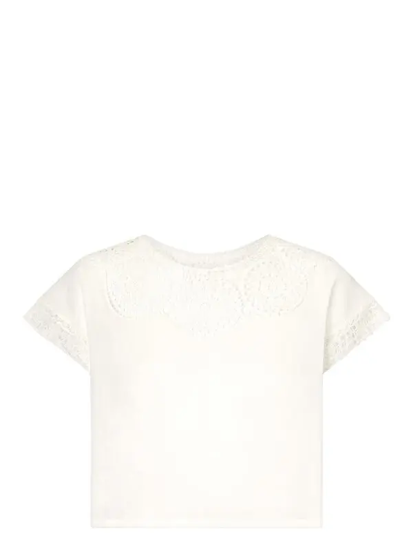 NILI LOTAN Caila Crochet Trimmed Ramie Top - Neutrals