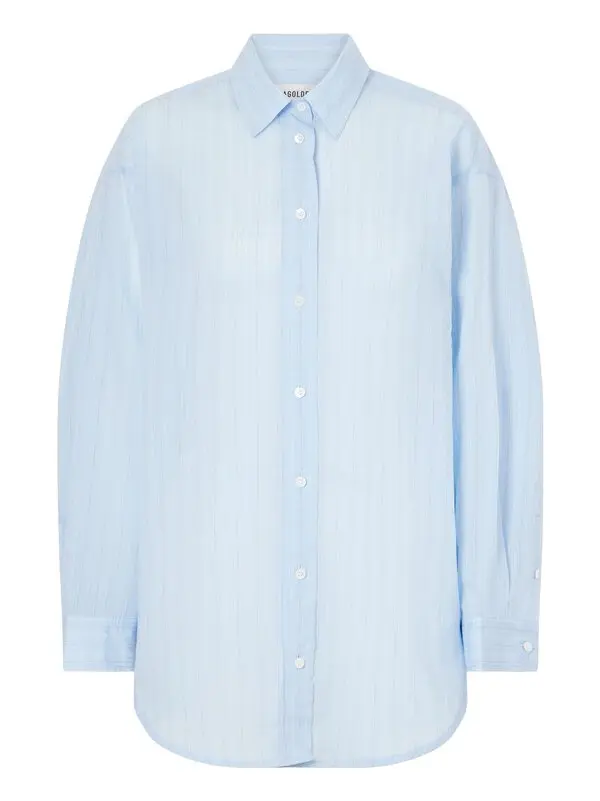 AGOLDE Sona Striped Cotton-blend Shirt - Blue