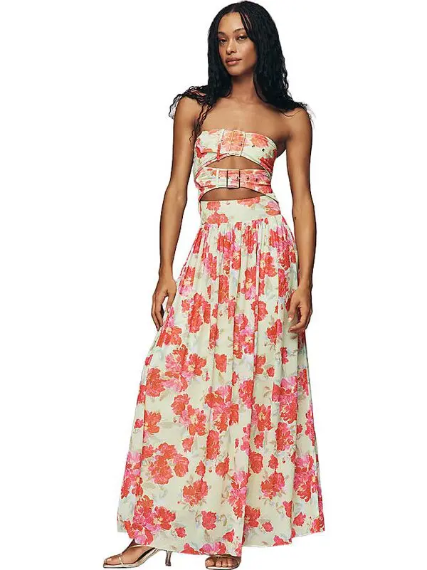 AFRM Khalid Strapless Maxi Dress - Floral Dot