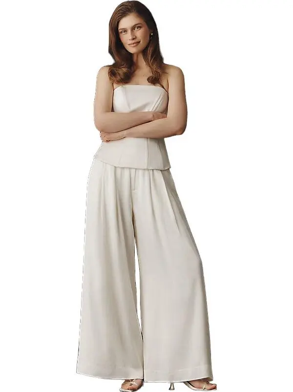 Bhldn Satin Palazzo Pants - Ivory