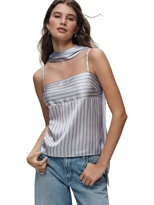 MARE MARE Square-neck Tank With Scarf - Blue Stripe