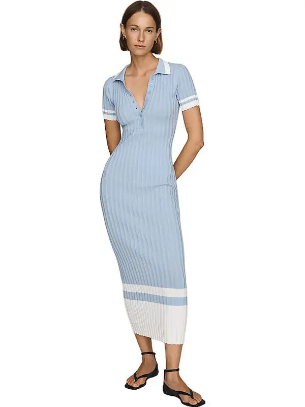 EN SAISON Ribbed Sweater Midi Dress - Blue