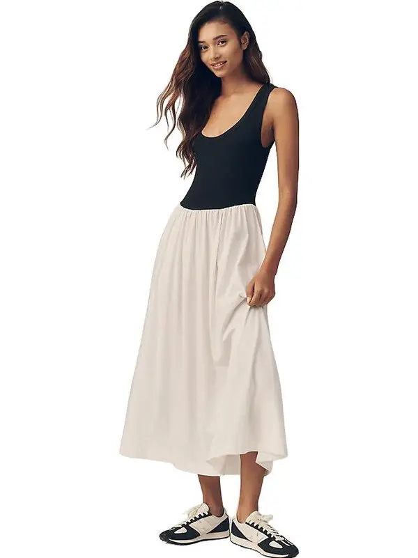 NATION LOS ANGELES Karla Organic Cotton Midi Dress - Black & White Pattern