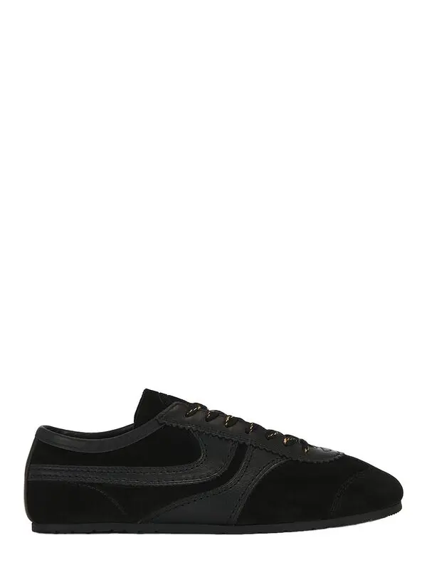 Dries Van Noten Lace-up Suede And Leather Sneakers - Black & White