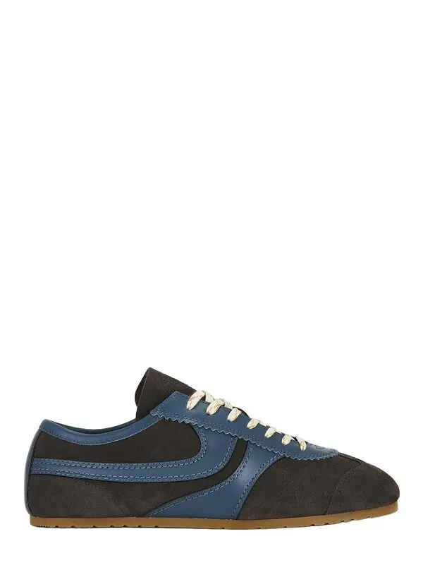Dries Van Noten Lace-up Suede And Leather Sneakers - Steel