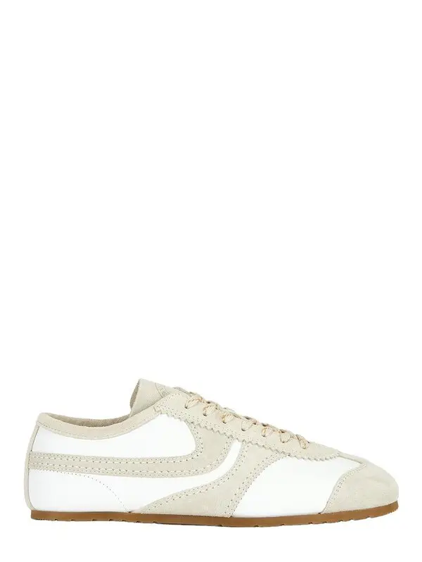 Dries Van Noten Lace-up Suede And Leather Sneakers - White