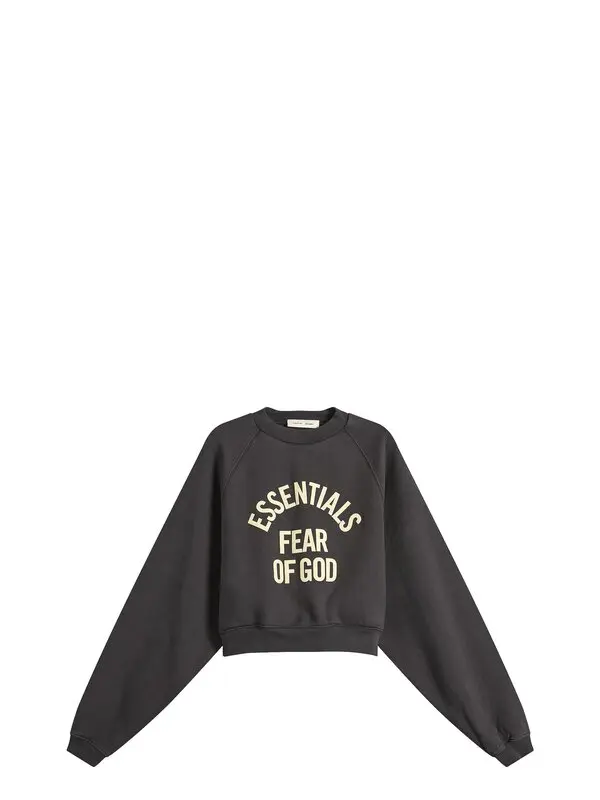 Fear Of God Cropped Raglan Crewneck Sweatshirt - Faded Black