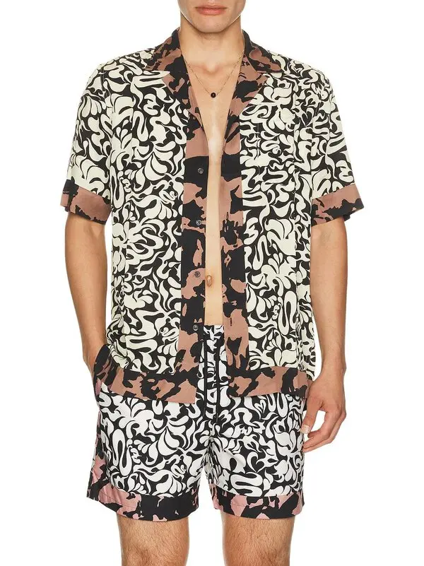 Dries Van Noten Carltone Shirt In Metallic Silver - Black