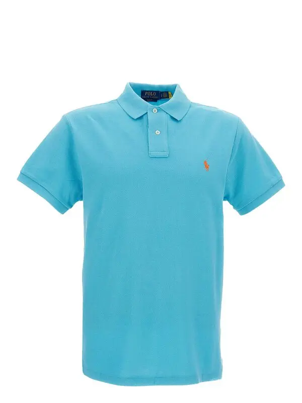 Polo Ralph Lauren Embroidered Logo Polo Shirt - Azzurro