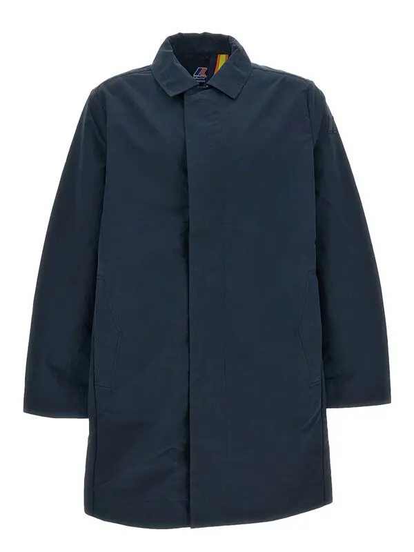 K-WAY Cotton Blend 3/4 Length Jacket With Water-repellent Finish - Blu
