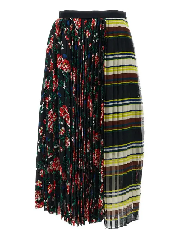 Sacai Pleated Skirt Pattern Mix - Multicolor