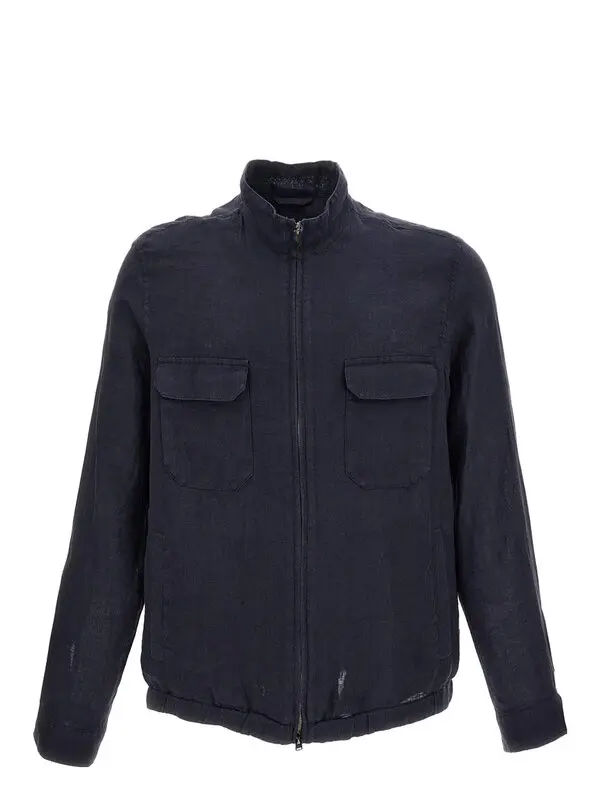 Herno Linen Safari Jacket - Blue