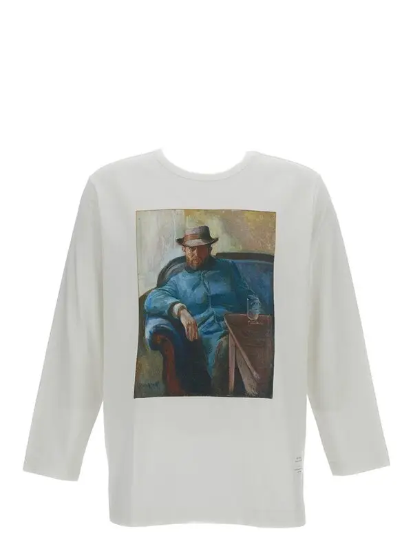 Junya Watanabe T-shirt Maniche Lunghe Con Stampa - Bianco