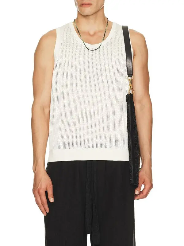 AUTO-REPLY Knit Mesh Tank Top - Sea Salt