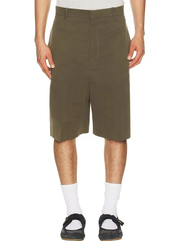 Bottega Veneta Cotton Silk Crinkled Toile Shorts - Wader Green