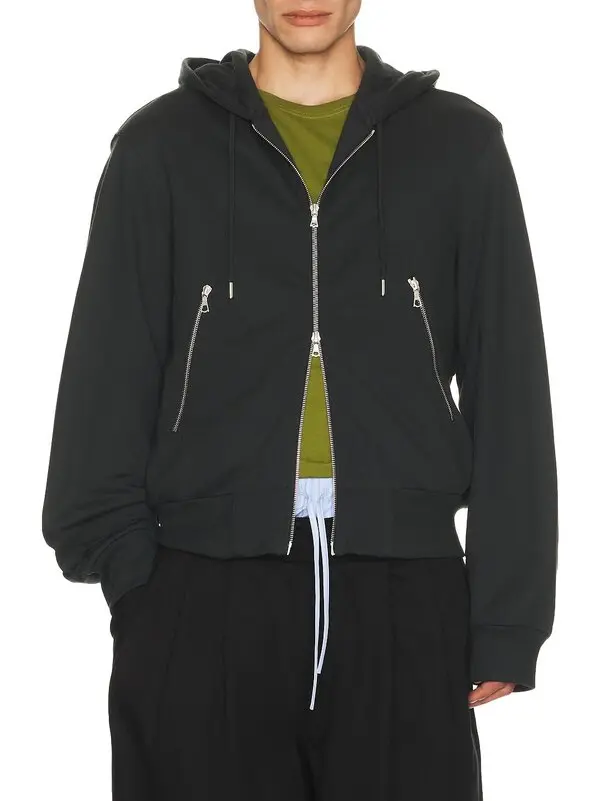 Dries Van Noten Charcoal Cotton Zip-up Hoodie - Anthracite
