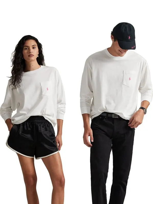 Ralph Lauren Pink Pony Cotton Jersey Long-sleeve Tee - Ceramic White