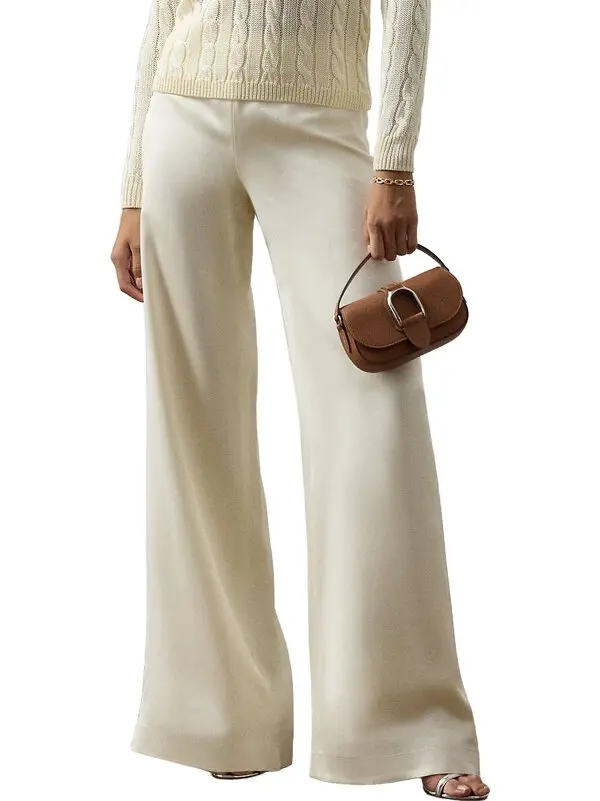 Ralph Lauren Daria Washed Satin Wide-leg Palazzo Pants - Lux Cream