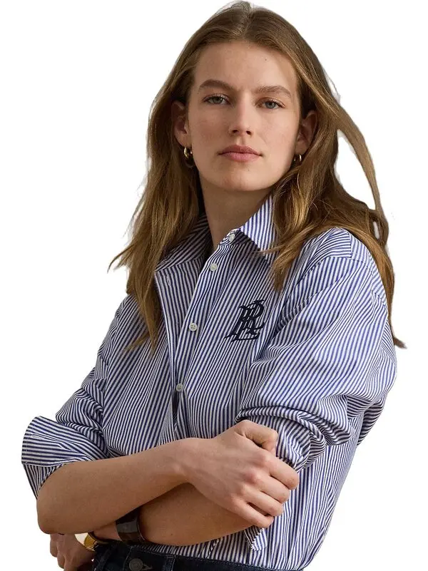 Ralph Lauren Relaxed Fit Striped Stretch Cotton Shirt - Blue/white
