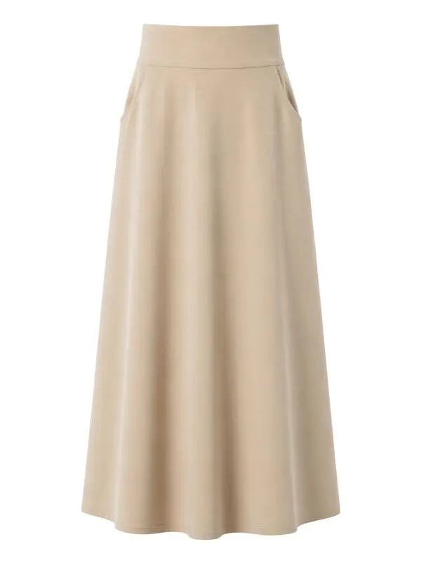 NIKKA PLACE High Waist Elegant Maxi Skirt - Beige