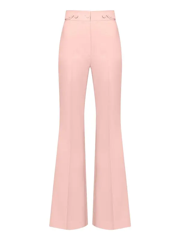 TIA DORRAINE High-waist Flared Stretch Cotton Blend Trousers - Pink