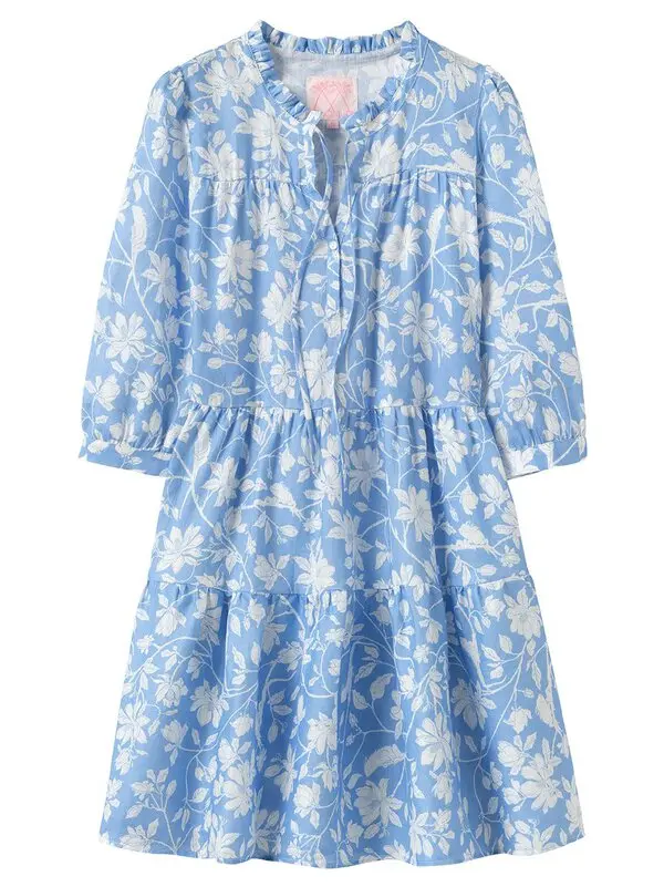 PINK HOUSE Linen Amy Dress With Floral Print - Blue