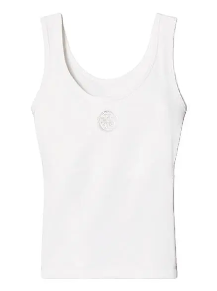 Tory Burch Embossed Logo Tennis Tank - Snow White
